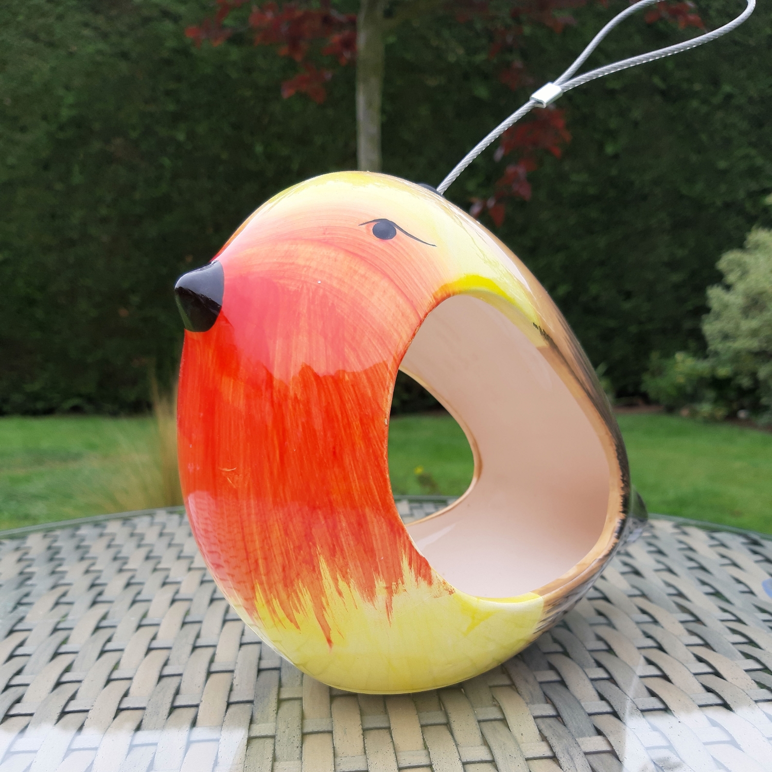 Robin Ceramic Hanging Bird Feeder | Shop | Around The Garden Table